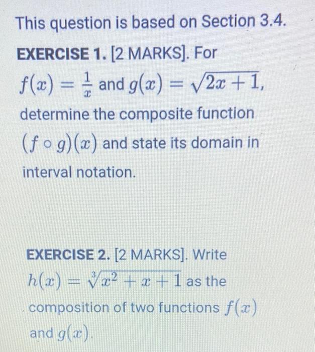 Solved This question is based on Section 3.4. EXERCISE 1. [2 | Chegg.com