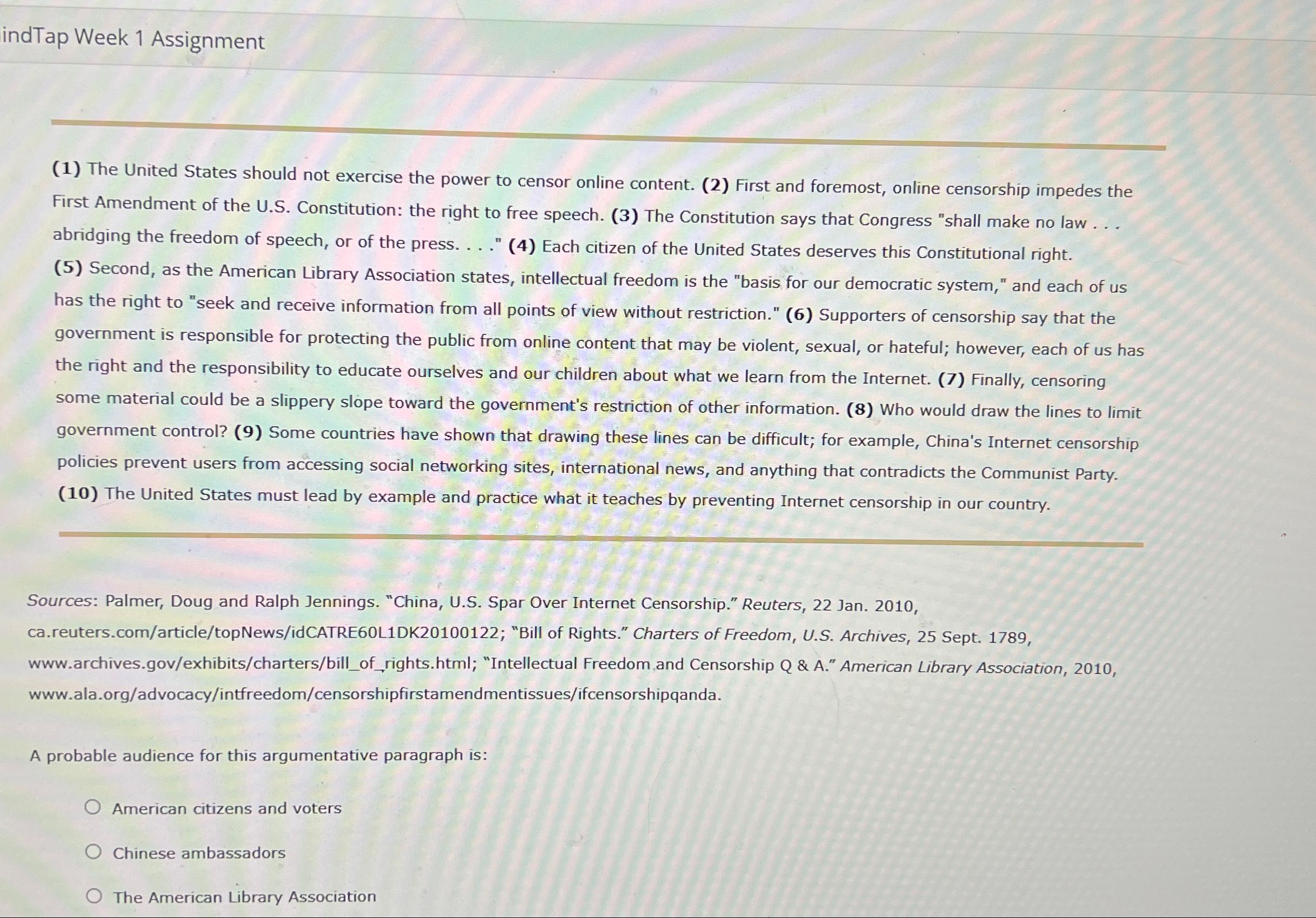 Solved Read the following and answer(1) ﻿The United States | Chegg.com