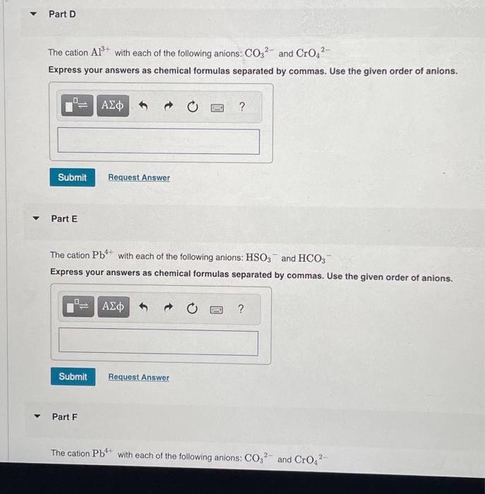 Solved Enter the formulas of the compounds formed by | Chegg.com