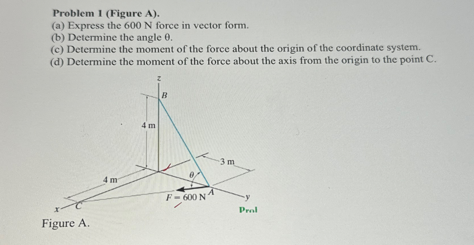 Solved Problem 1 (Figure A).(a) ﻿Express the 600N ﻿force in | Chegg.com