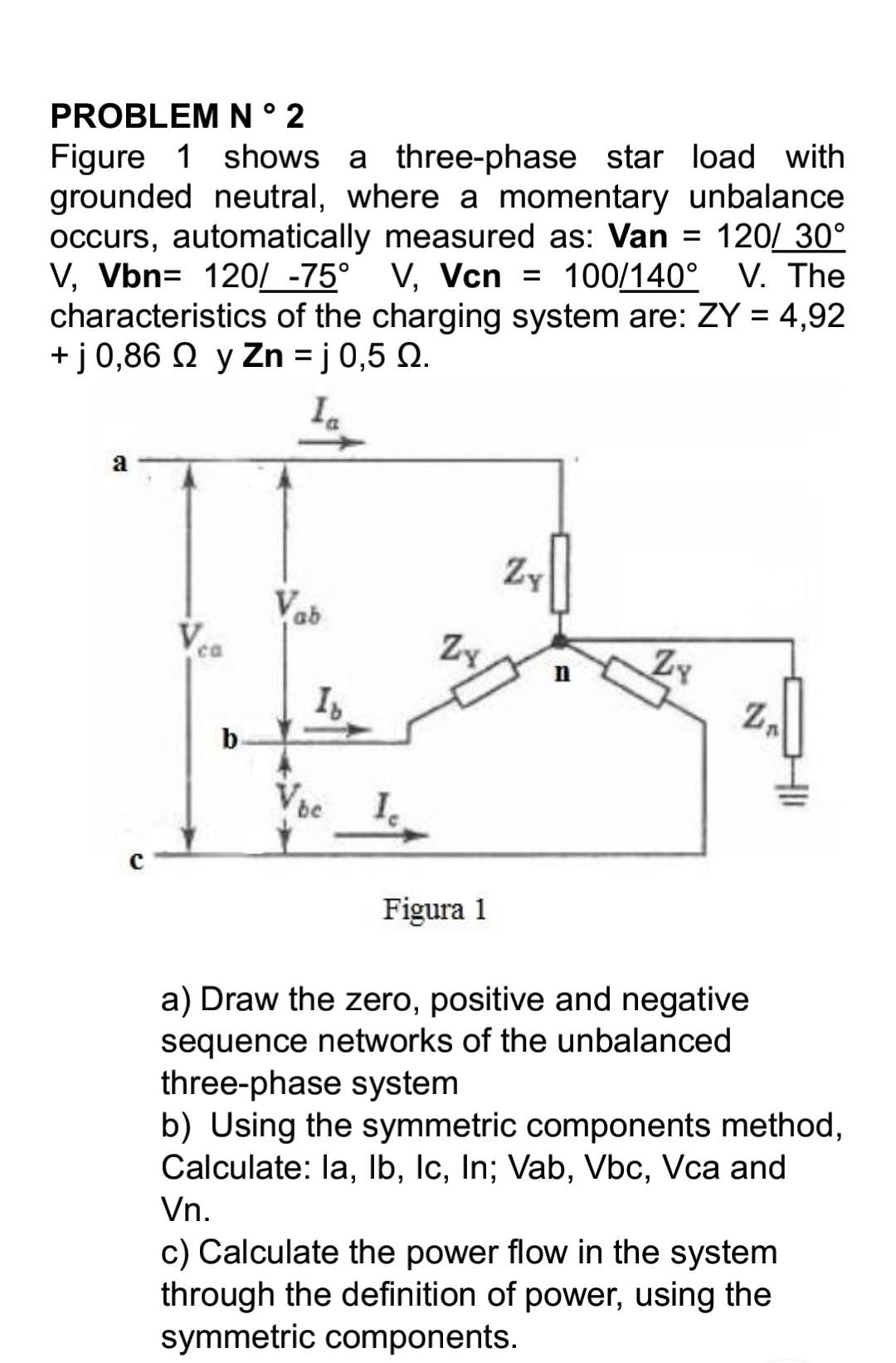 Solved PROBLEM N° 2 Figure 1 shows a three-phase star load | Chegg.com