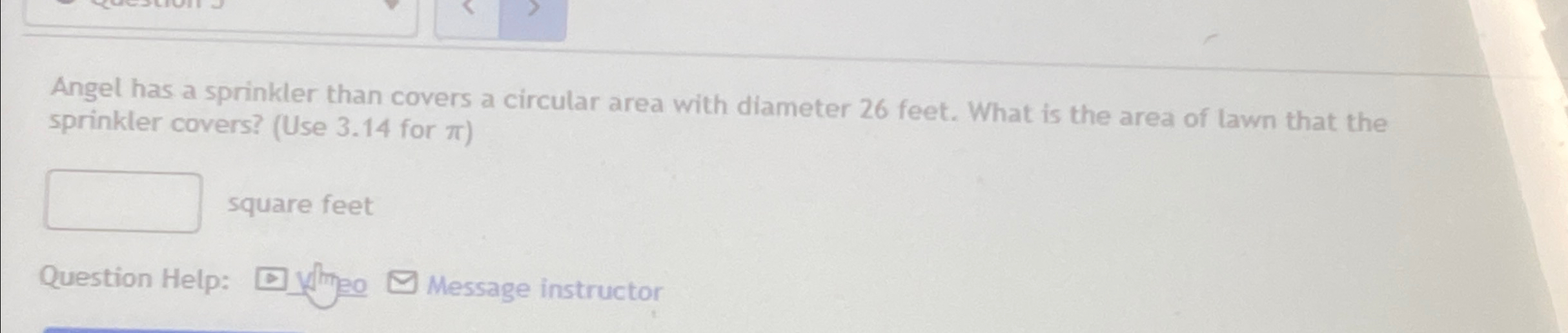 Solved Angel has a sprinkler than covers a circular area | Chegg.com