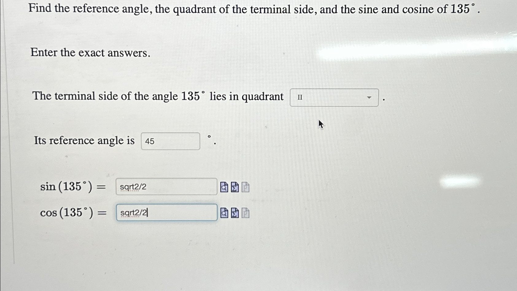 Solved Find the reference angle, the quadrant of the | Chegg.com
