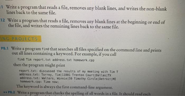 Solved Write a program that reads a file, removes any blank | Chegg.com
