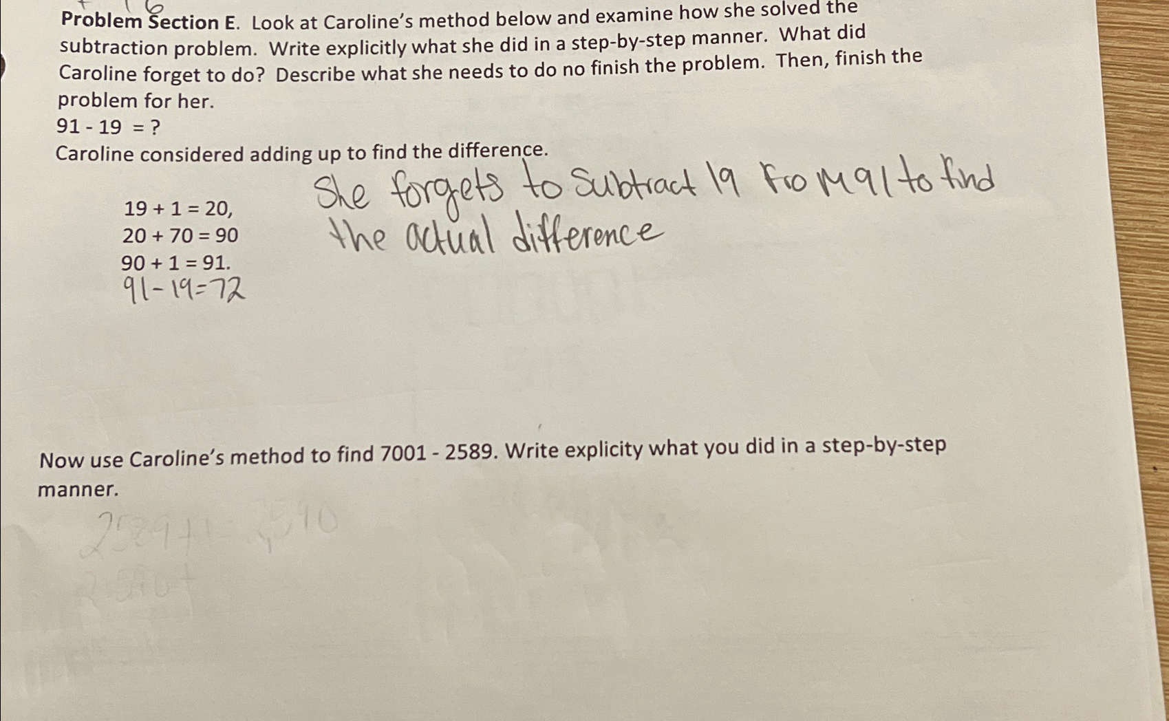 Solved Problem Section E. ﻿Look at Caroline's method below | Chegg.com