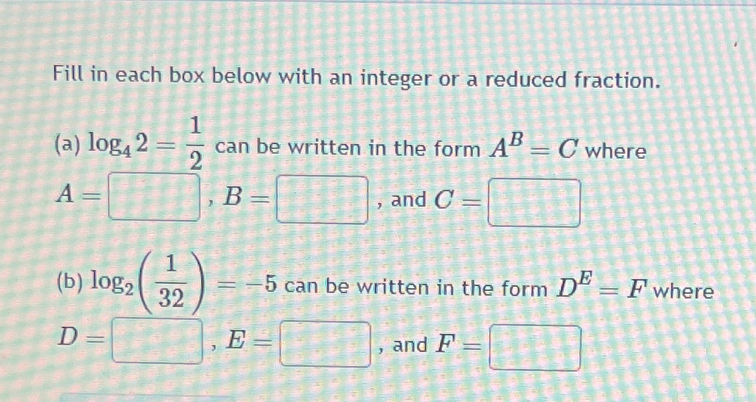 Solved Fill in each box below with an integer or a reduced | Chegg.com