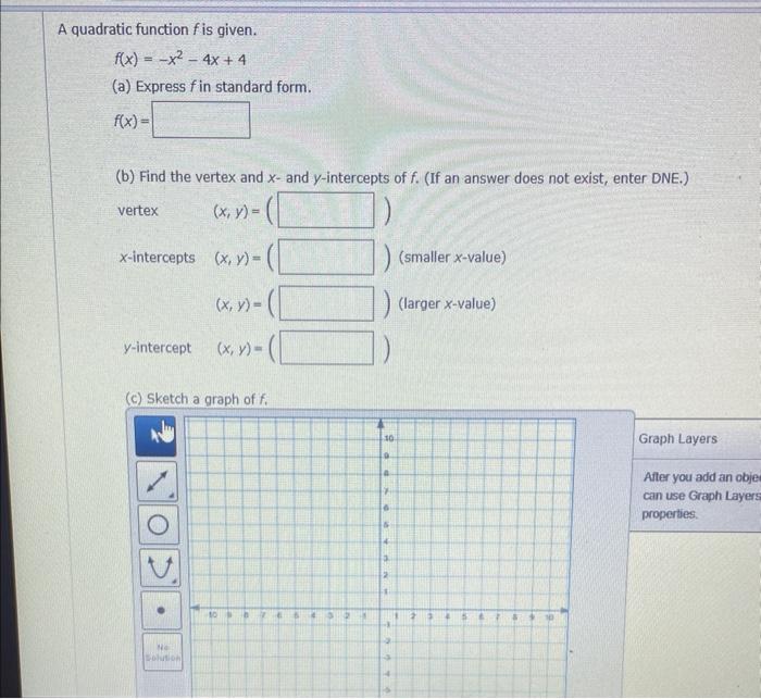 Solved A quadratic function f is given. f(x)=−x2−4x+4 (a) | Chegg.com