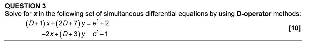Solved Solve for x in the following set of simultaneous | Chegg.com