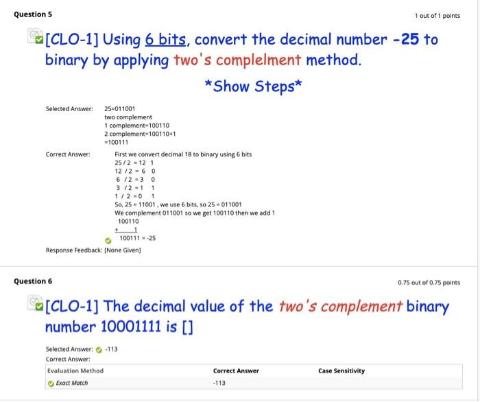 [CLO-1] Using 6 bits, convert the decimal number −25 | Chegg.com
