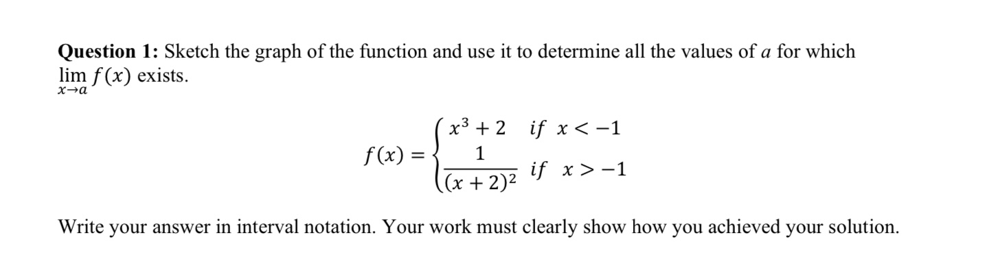 Solved Question 1: Sketch the graph of the function and use | Chegg.com