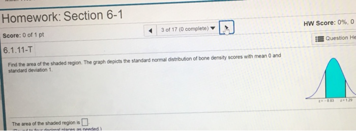 Solved Homework Section 6 1 Score 0 Of 1 Pt 3 Of 17 0