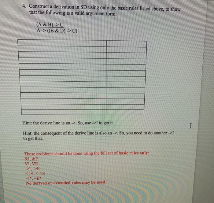 Solved 4. Construct a derivation in SD using only the basic | Chegg.com