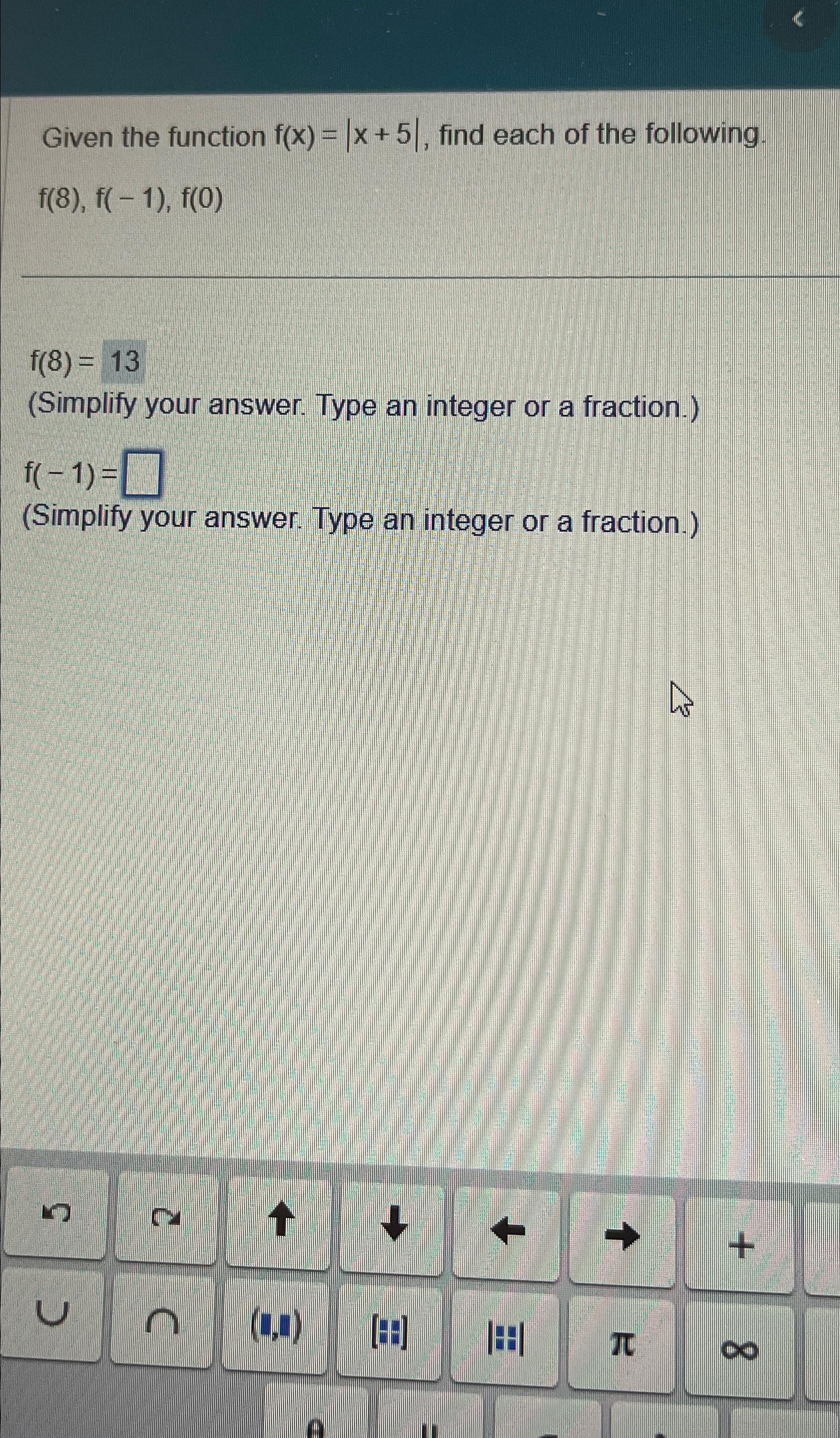 Solved Given the function f(x)=|x+5|, ﻿find each of the | Chegg.com