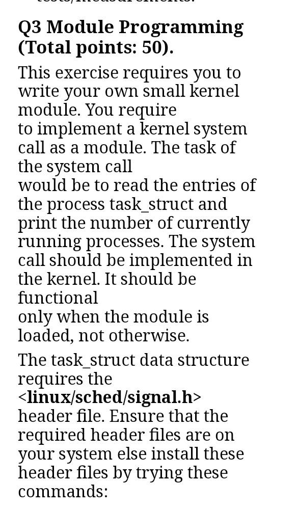Solved provide the code using simple kernel module without | Chegg.com