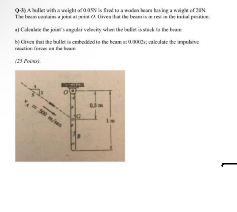 Solved Q-3) ﻿A bullet with a weight of 0.05N ﻿is fired to a | Chegg.com