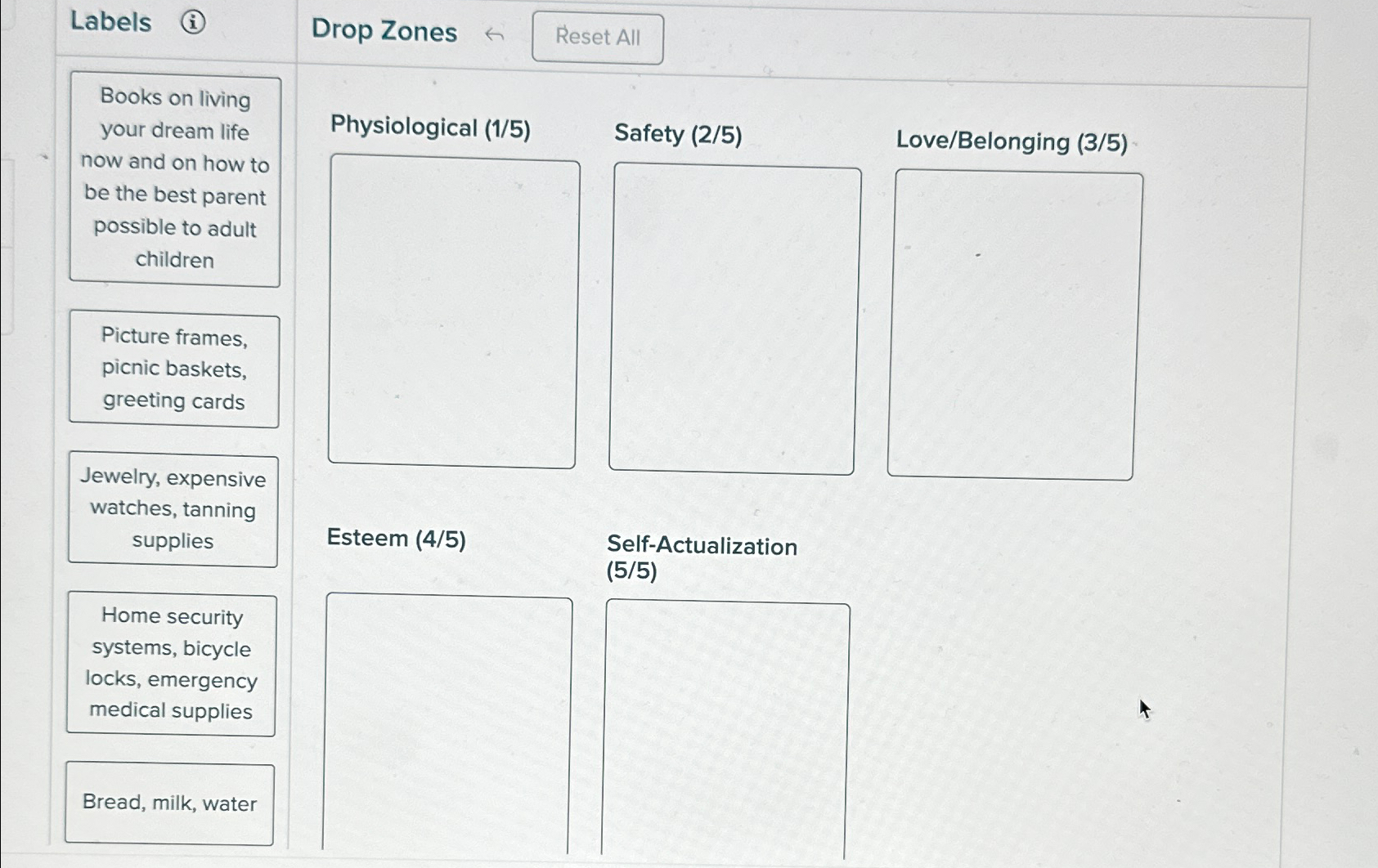 Solved LabelsDrop ZonesBooks on living your dream life now | Chegg.com