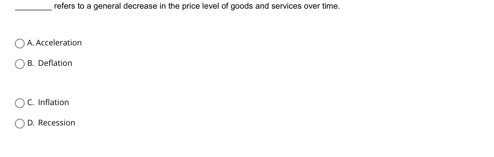 Solved refers to a general decrease in the price level of | Chegg.com