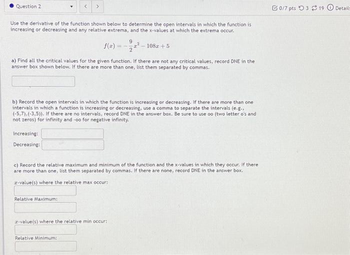 Solved Use the derivative of the function shown below to | Chegg.com