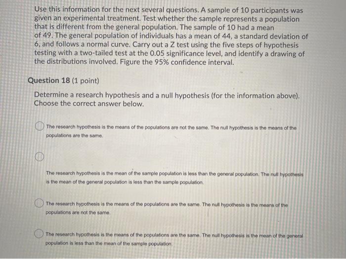 Solved Use this information for the next several questions. | Chegg.com