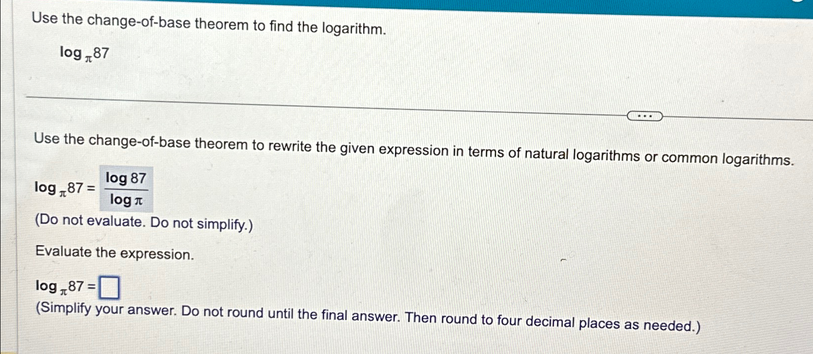 Solved Use the change-of-base theorem to find the | Chegg.com