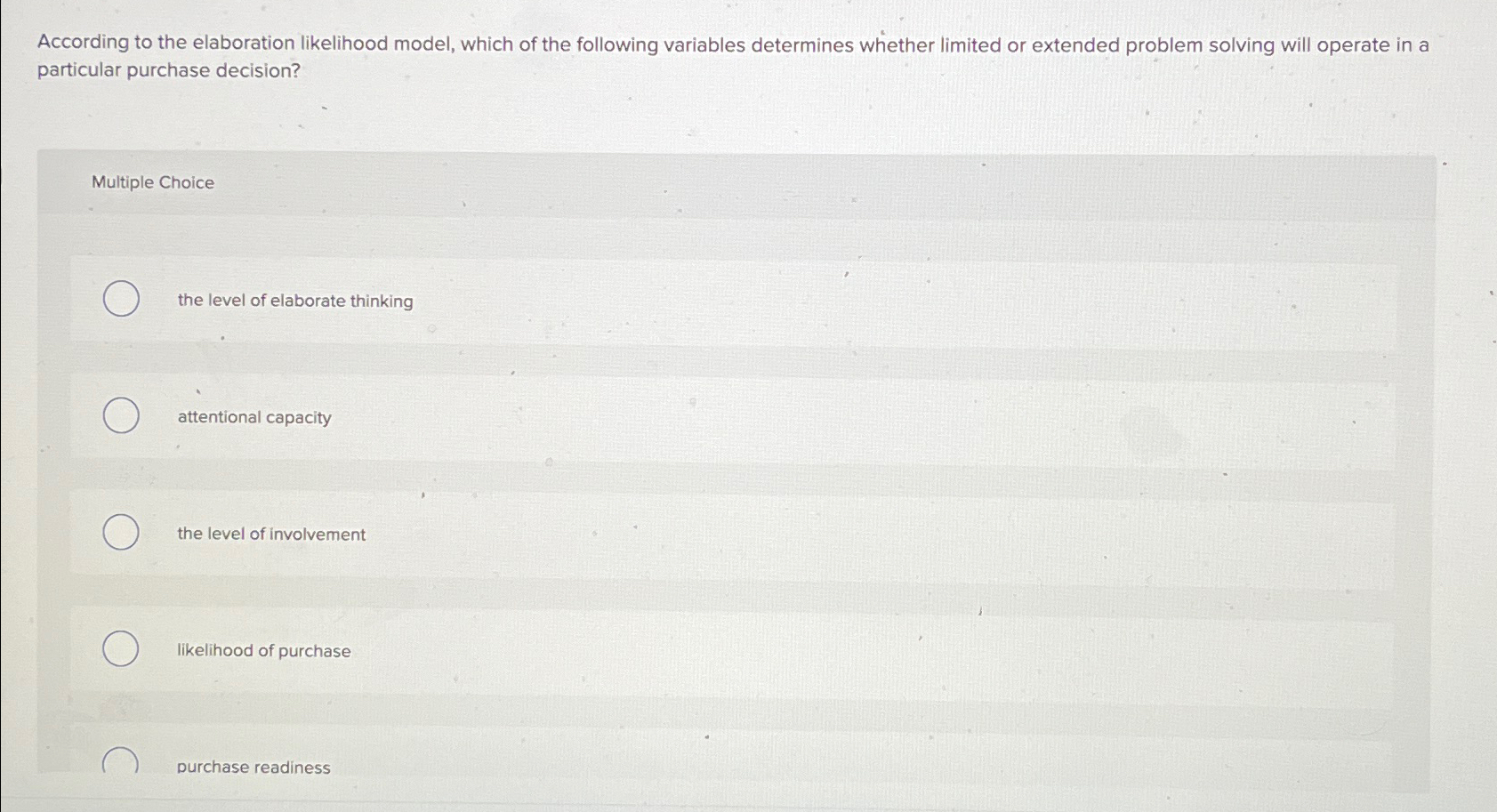 Solved According to the elaboration likelihood model, which | Chegg.com