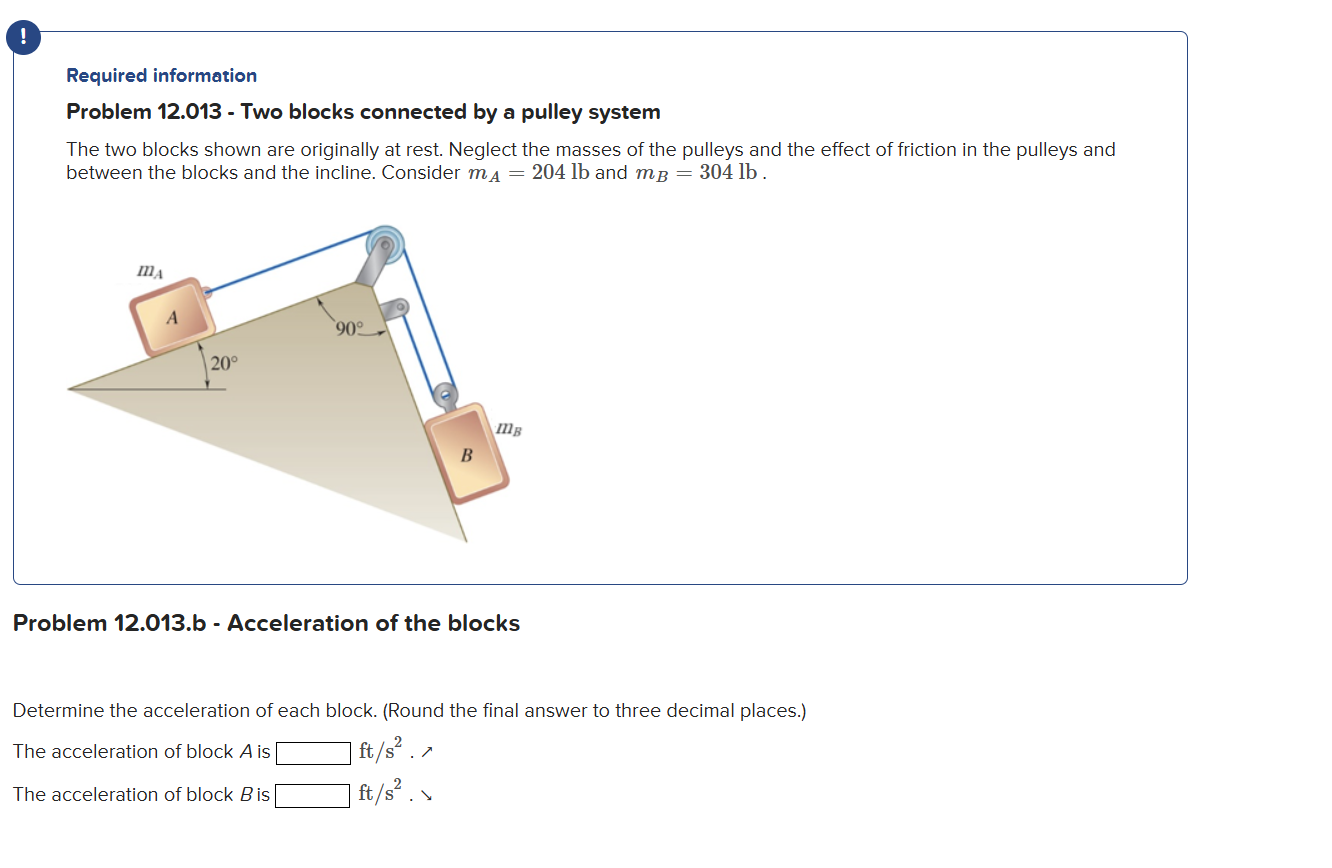 Solved Problem 12.013-Two blocks connected by ﻿a pulley | Chegg.com
