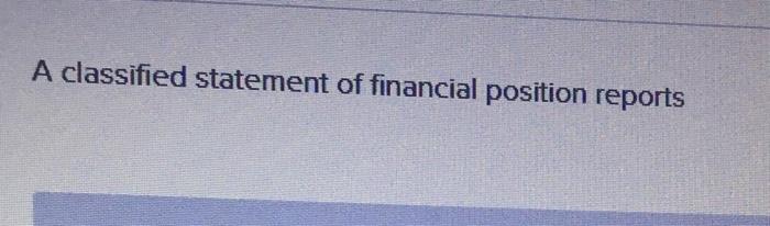 Solved A classified statement of financial position reports | Chegg.com