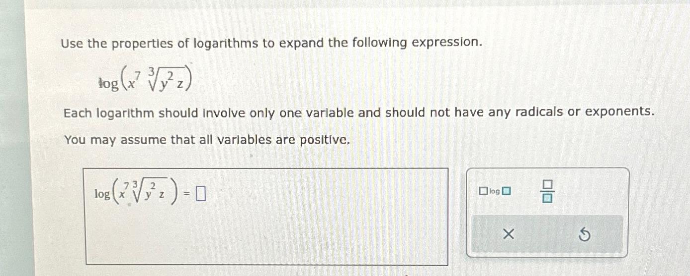 Solved Use the properties of logarithms to expand the | Chegg.com