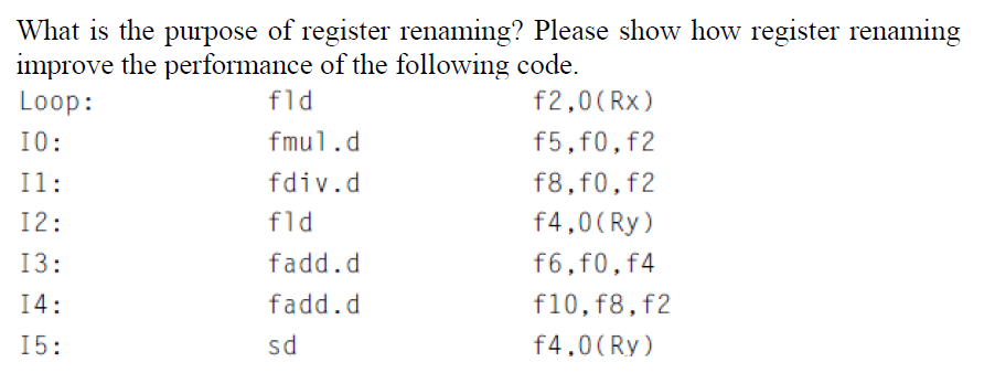 Solved What is the purpose of register renaming? Please show | Chegg.com