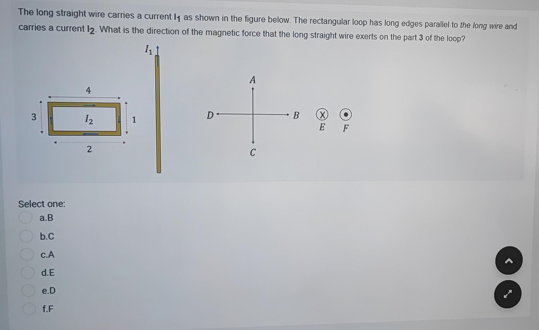Solved The long straight wire carries a current I1 as shown | Chegg.com