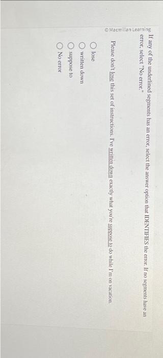 If any of the underlined segments has an error, | Chegg.com