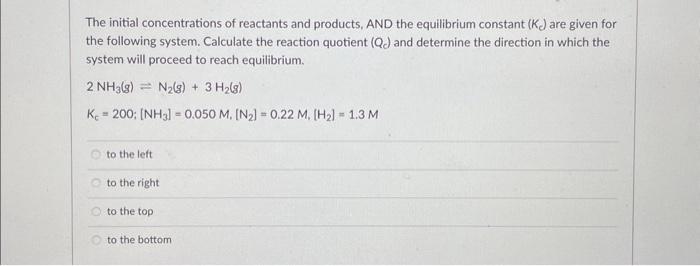 Solved The initial concentrations of reactants and products, | Chegg.com