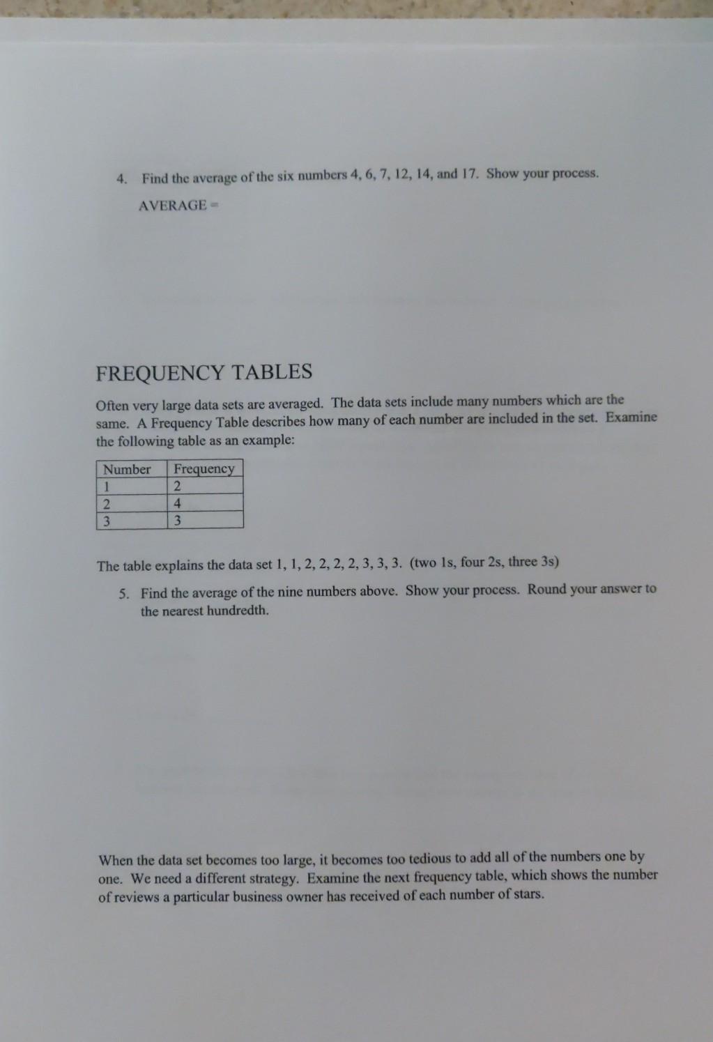Solved A Review of Averaging Formulas Math 1010 Intermediate | Chegg.com