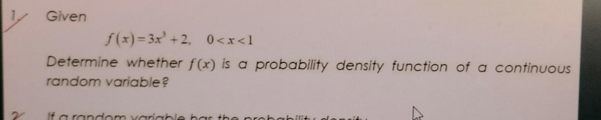 Solved Givenf(x)f(x)=3x3+2,0Determine whether f(x) is ﻿a | Chegg.com