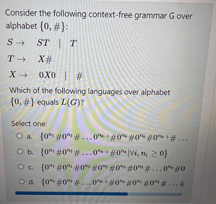 Solved In the choices below are two grammars generating the | Chegg.com