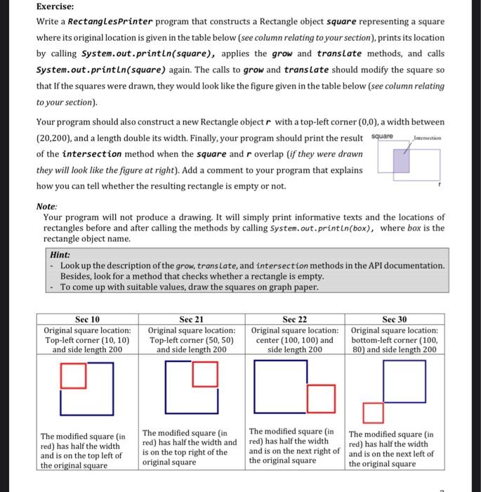 Solved Exercise: Write a Rectanglesprinter program that | Chegg.com
