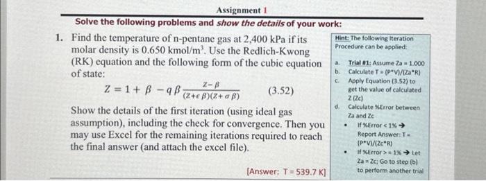 Solved 1. Find the temperature of n-pentane gas at 2,400kPa | Chegg.com