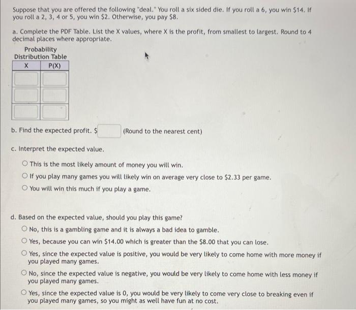 Solved Complete the following probability distribution | Chegg.com