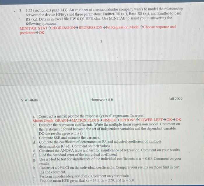 Solved 6-22. An engineer at a semiconductor company wants to | Chegg.com
