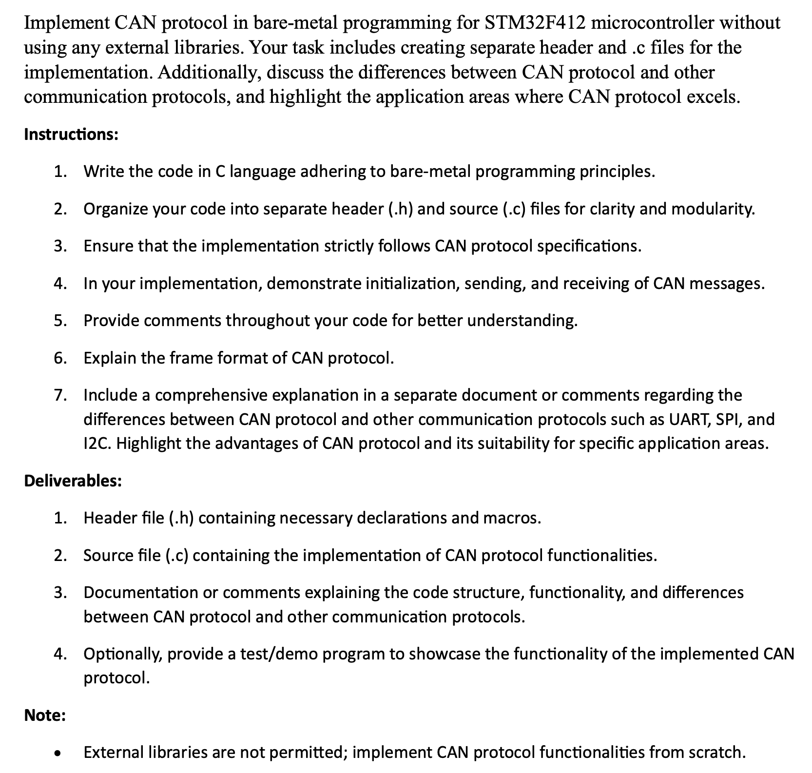 Please solve the CAN implementation . ﻿Do full code. | Chegg.com
