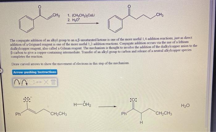 Solved -CH₂ CH3 1. (CH3CH2)2Culi 2. H30* The conjugate | Chegg.com