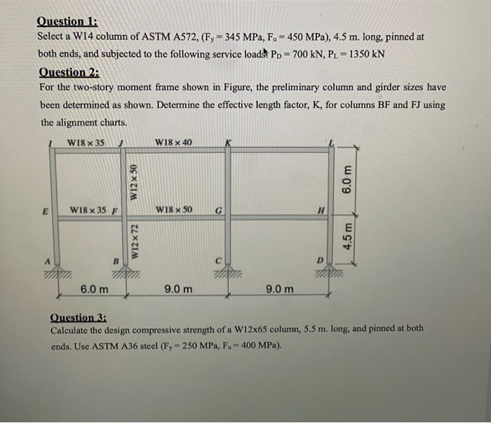 Solved Question 1: Select a W14 column of ASTM A572, (Fy = | Chegg.com