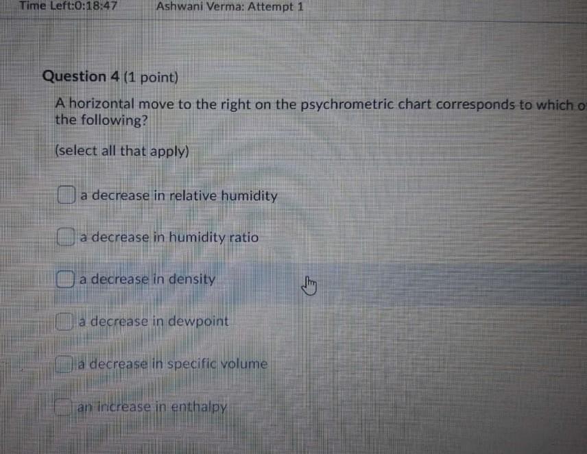 Solved Question 5 (1 point) A horizontal move to the left on | Chegg.com