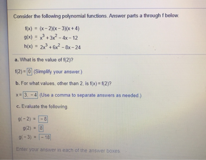 Solved Consider the following polynomial functions. Answer | Chegg.com