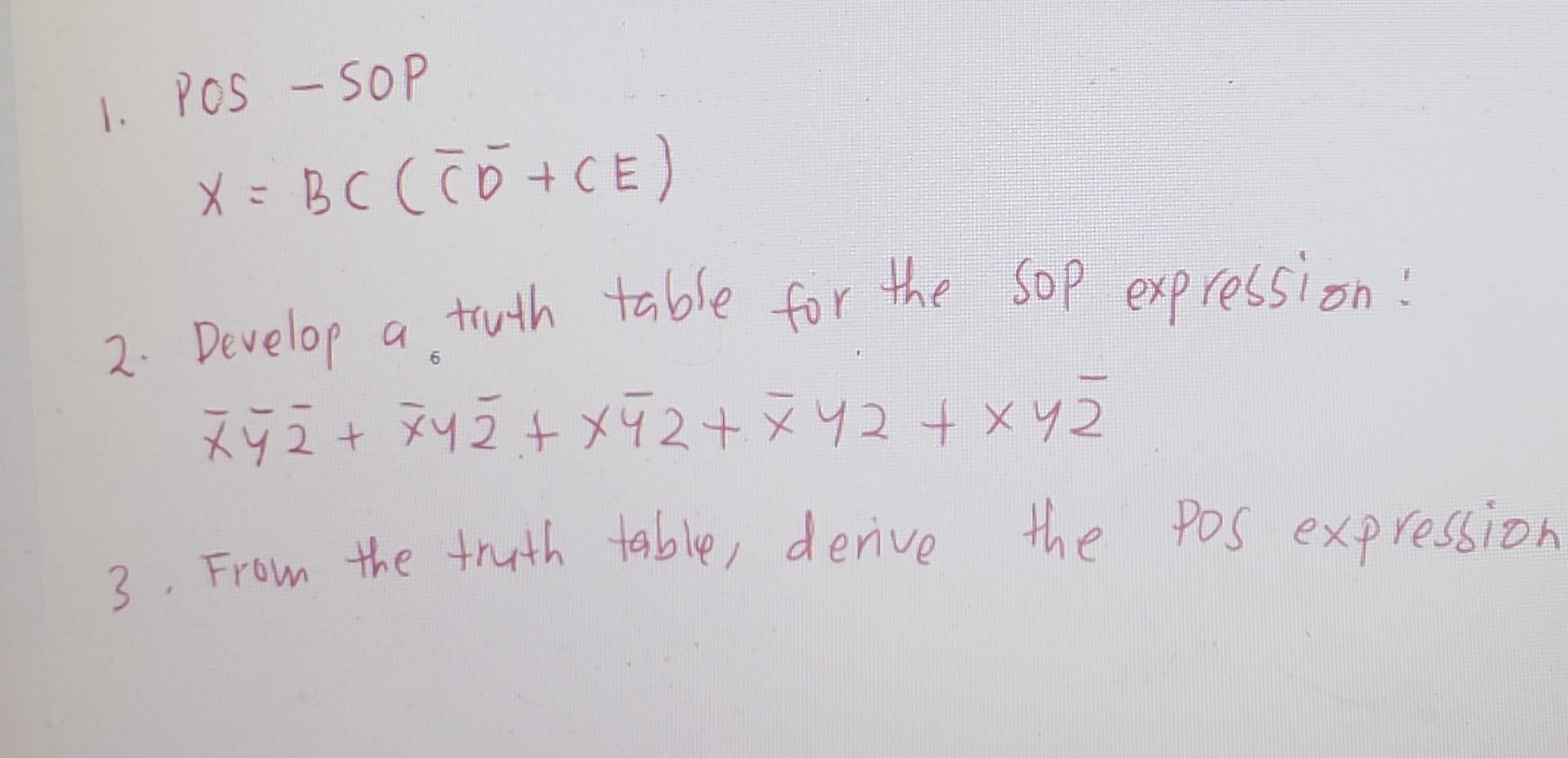 Solved 1 Pos Sop X Bc Ccd Ce 2 Develop A Truth 2556