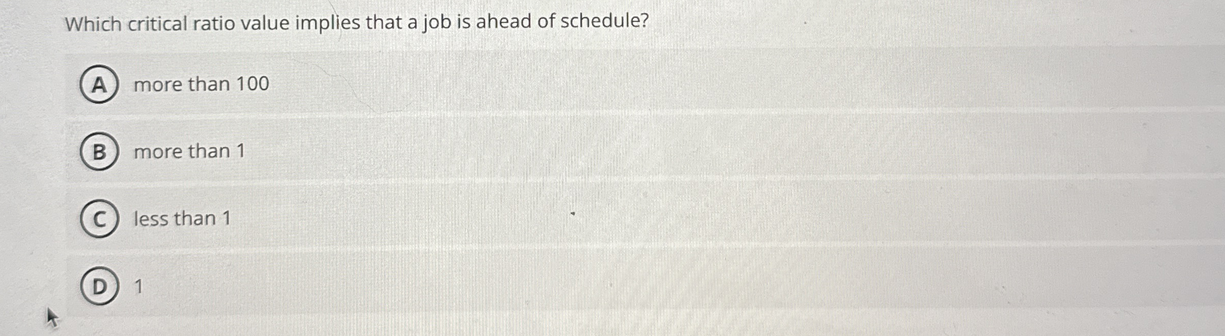 Solved Which critical ratio value implies that a job is | Chegg.com