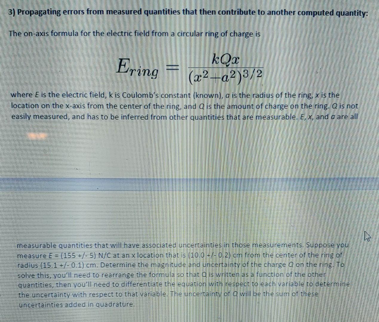Solved 3) Propagating errors from measured quantities that | Chegg.com