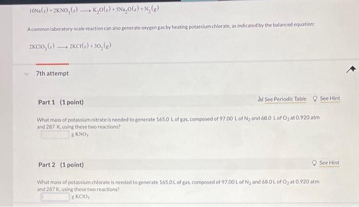 Solved 10Na(s)+2KNO3( s) K2O(s)+5Na2O(s)+N2( g) A common | Chegg.com