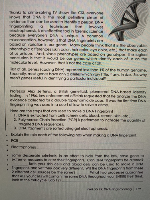 Solved Thanks to crime-solving TV shows like CSI, everyone | Chegg.com