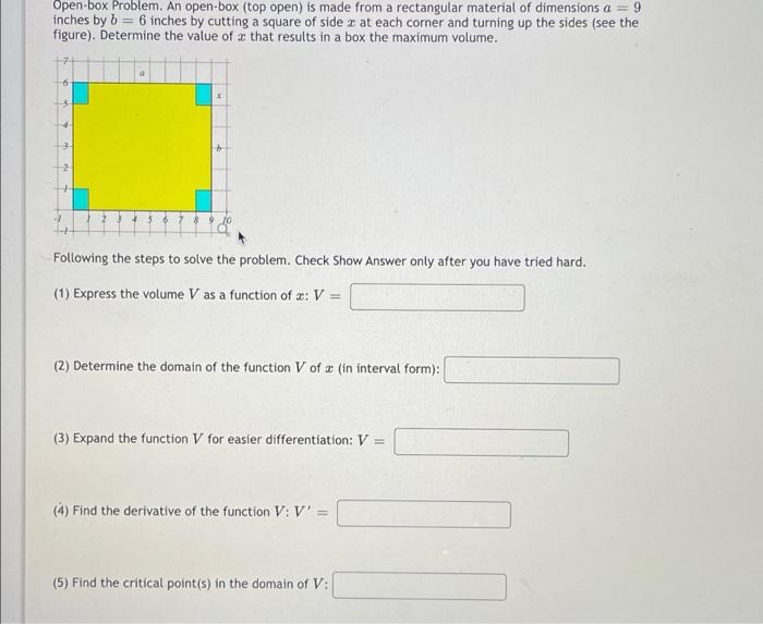 Solved Open-box Problem. An open-box (top open) is made from | Chegg.com